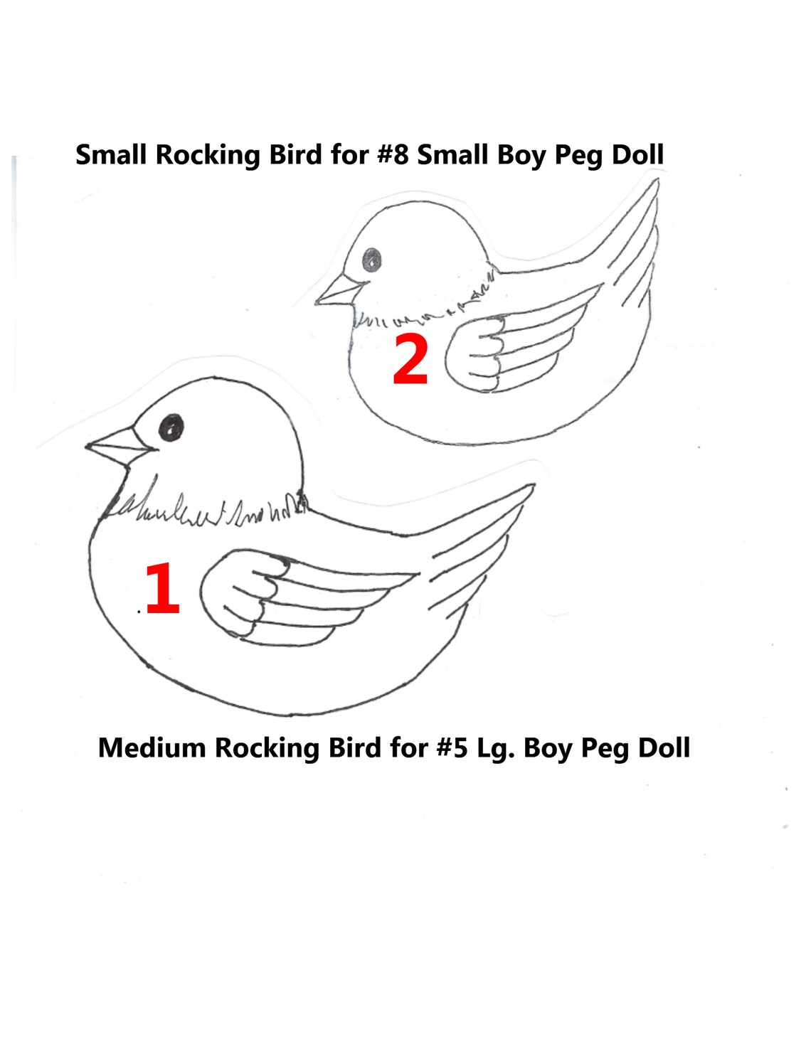 Set of 2 Rocking Birds With Peg Doll Riders Unfinished Pine - Etsy