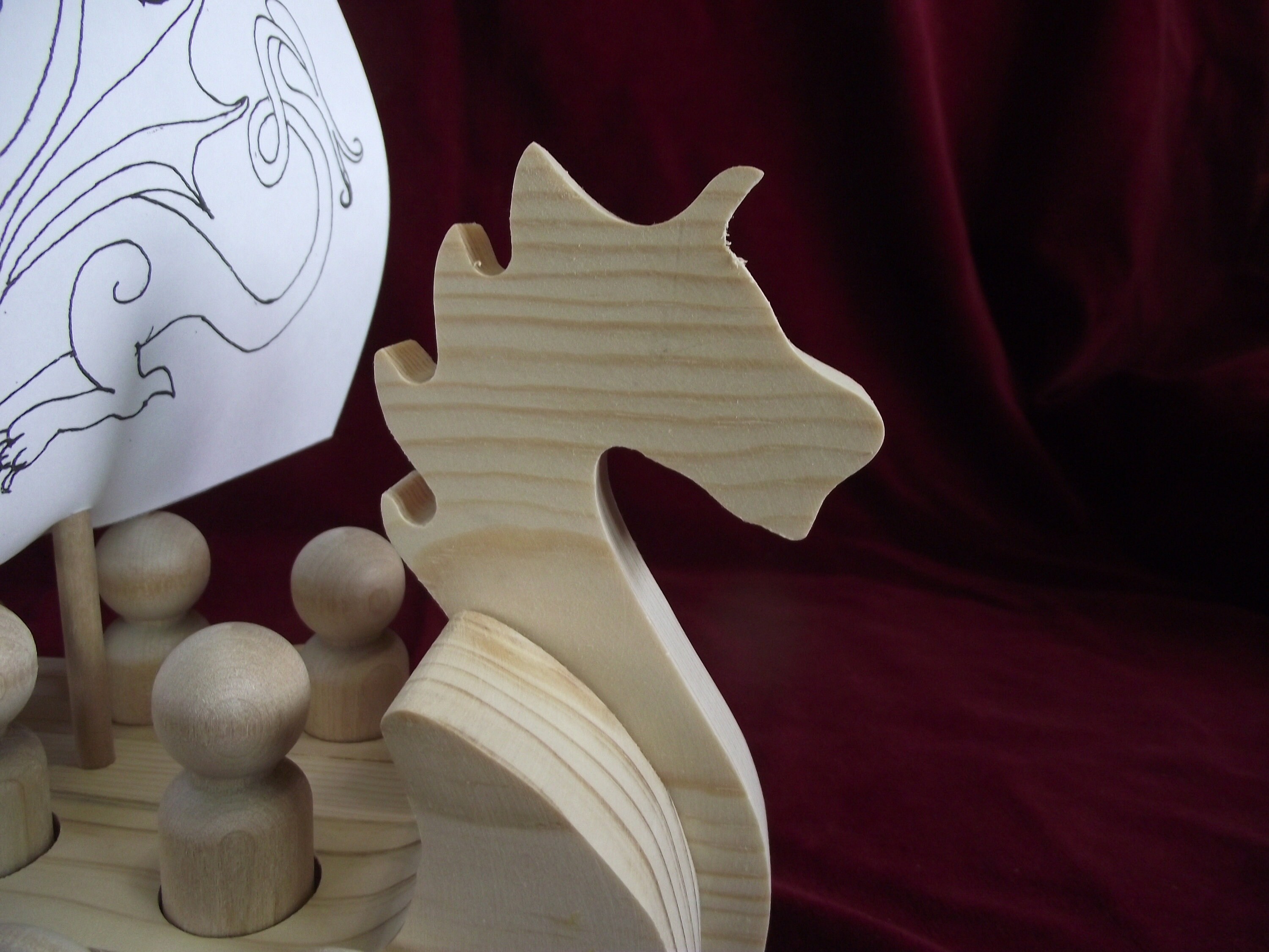 Viking Dragon Ship With Peg Dolls, Unfinished Wood - Etsy Australia