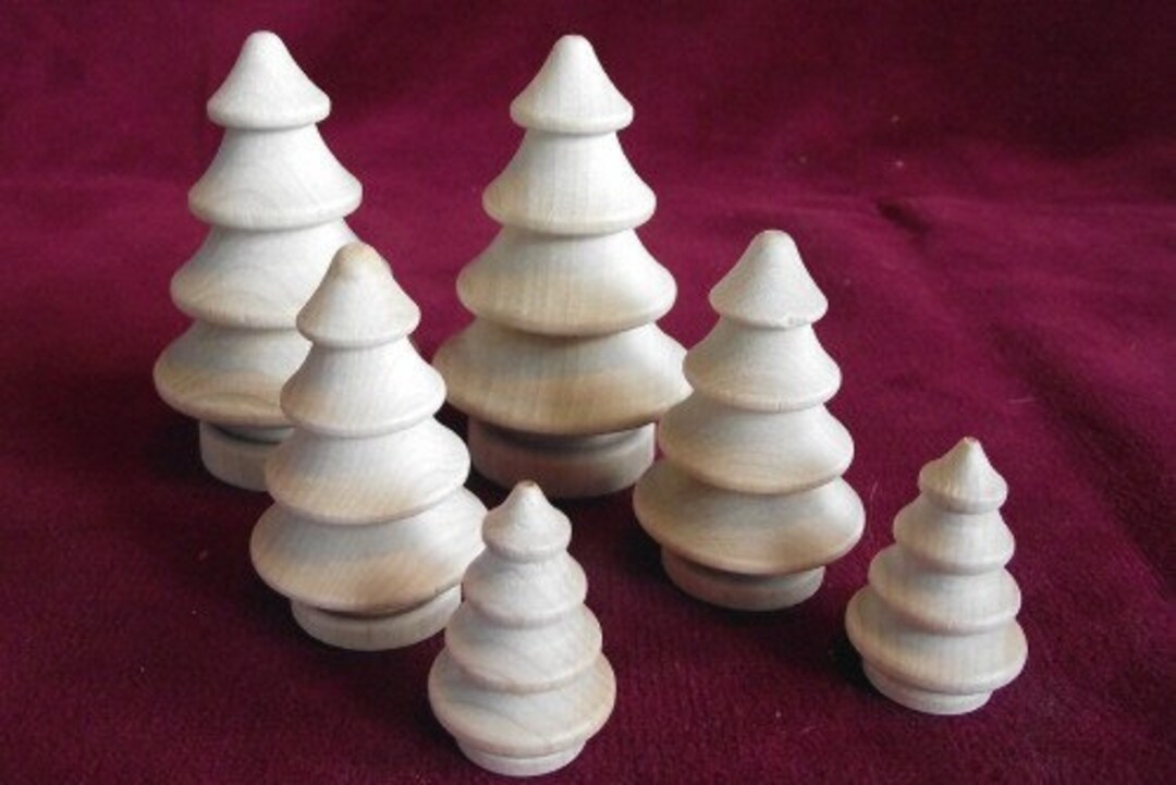 Christmas Tree Turnings, Set of 6 in Assorted Sizes, Unfinished ...