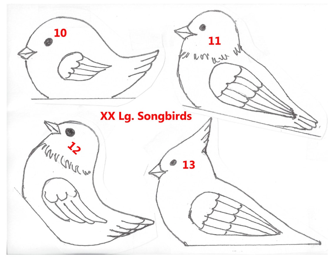 Large Assorted Songbird Cutouts Unfinished Pine | Etsy