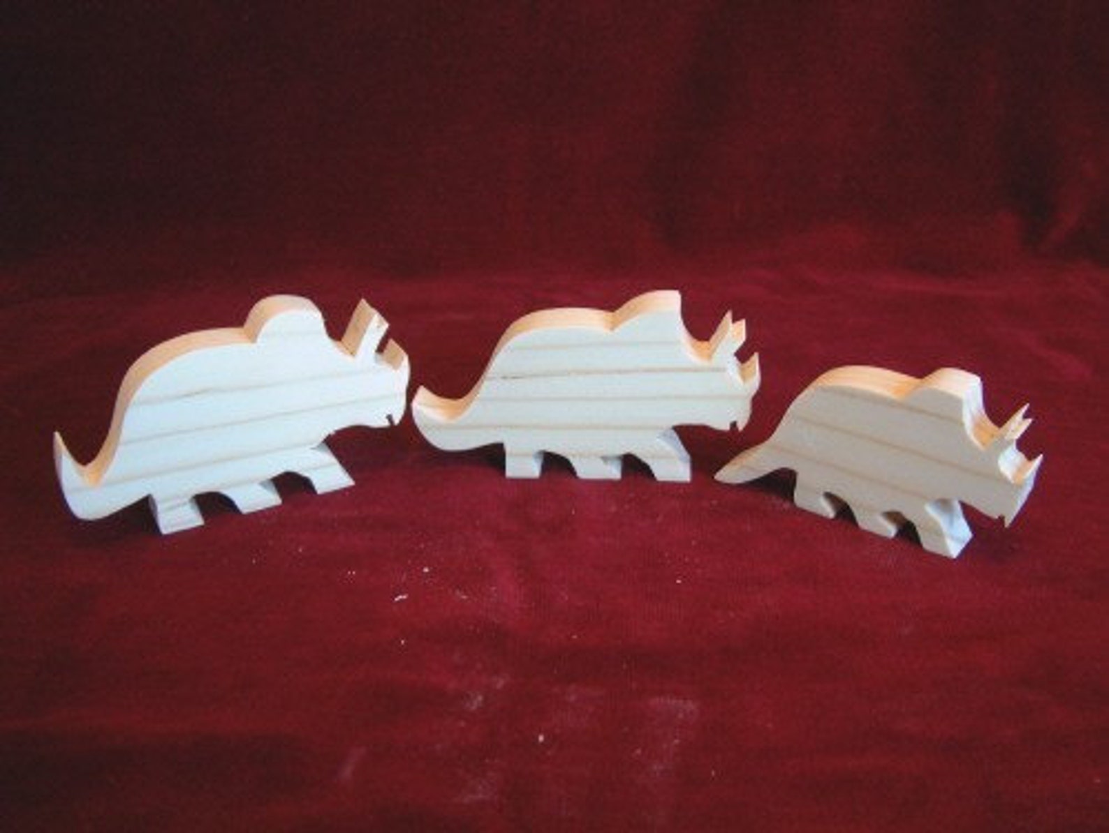 Triceratops (3 Horned Face) Dino Family of Unfinished Pine Cutouts - Etsy