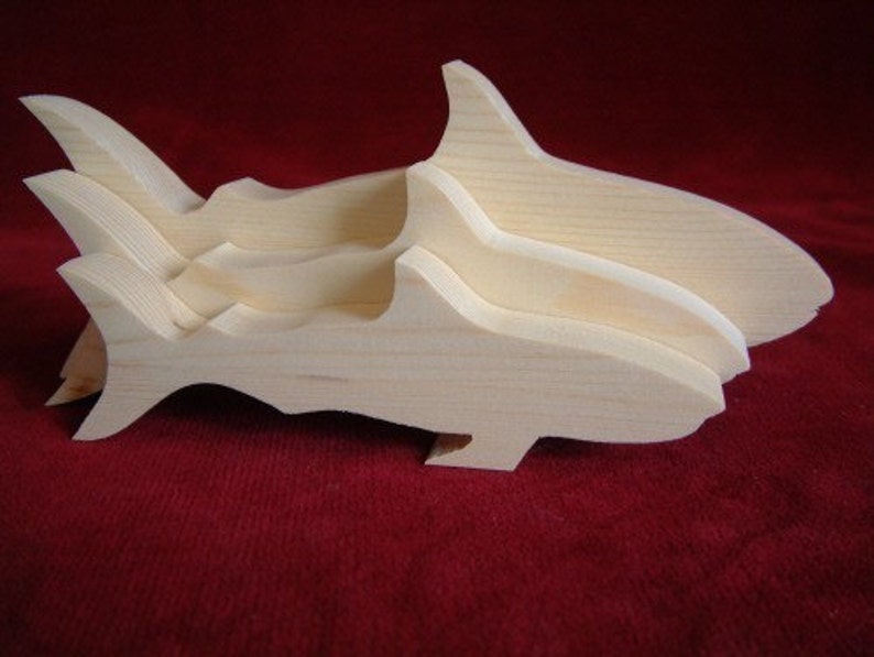Shark Family of Unfinished Pine Cutouts - Etsy