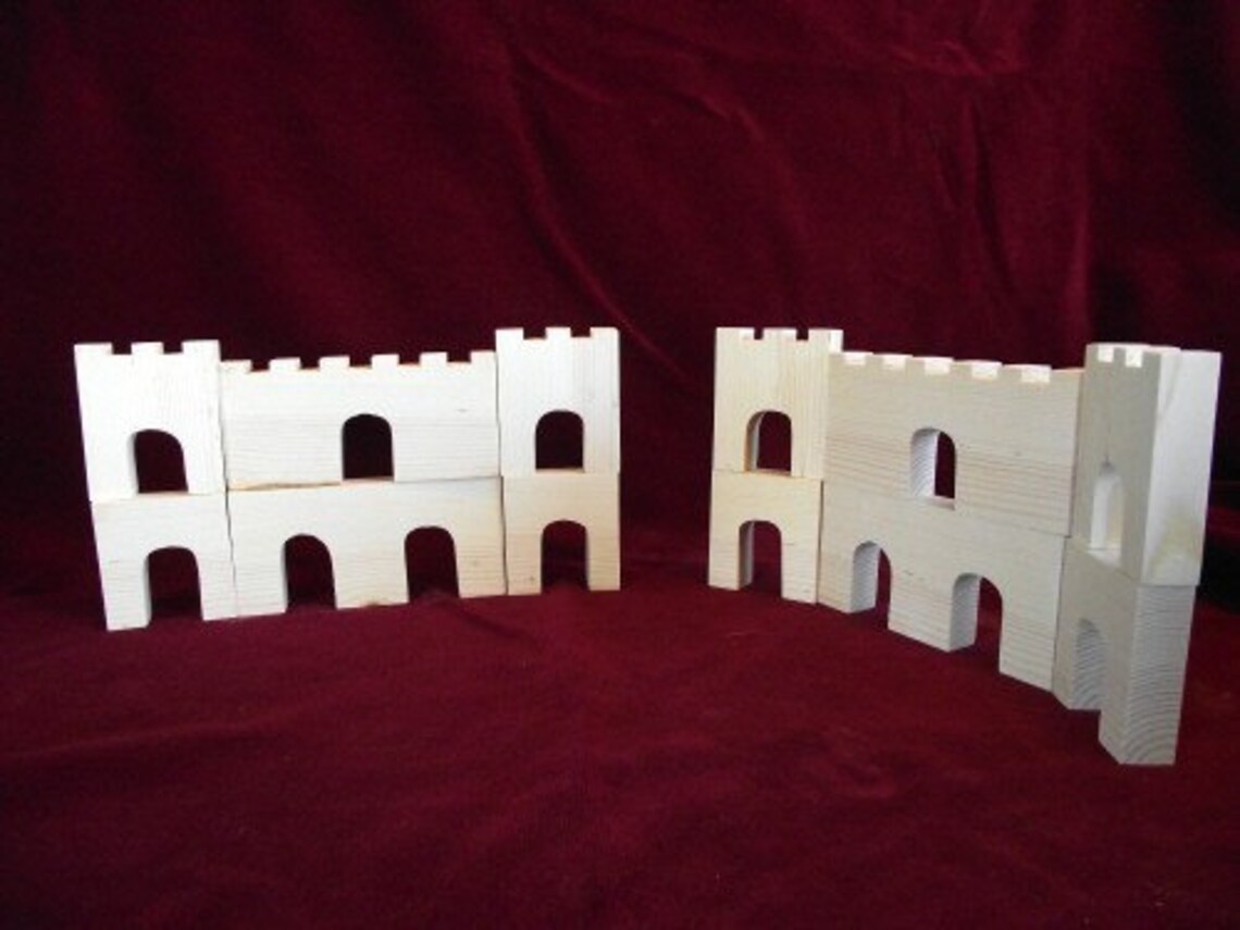 Castle Walls, 12 Piece Set to Complete the Castle Blocks, Unfinished ...