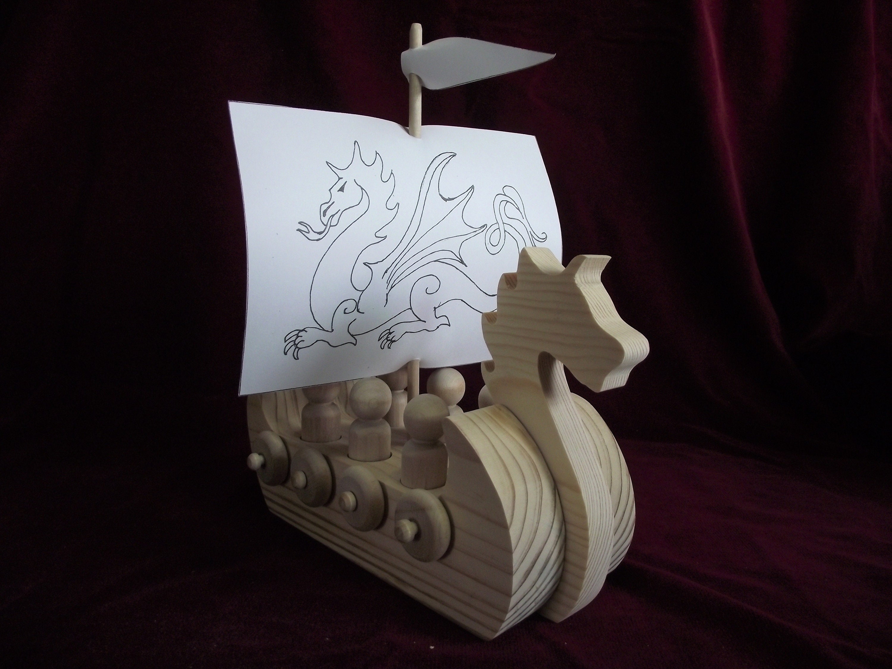 Viking Dragon Ship With Peg Dolls, Unfinished Wood - Etsy Australia