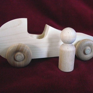 Race Car With Peg Doll Driver, Unfinished Pine and Hardwood - Etsy