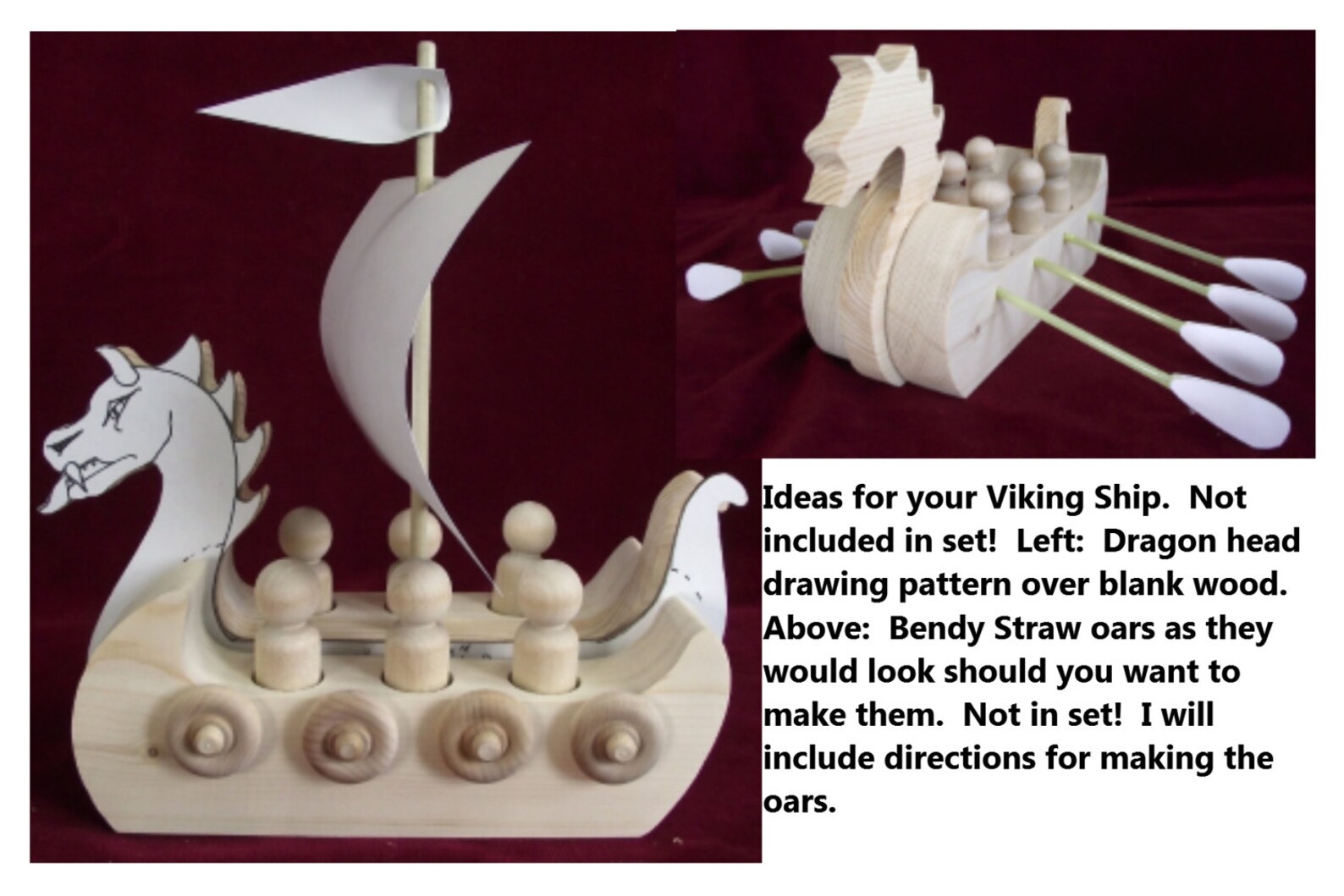 Viking Dragon Ship With Peg Dolls, Unfinished Wood - Etsy Australia