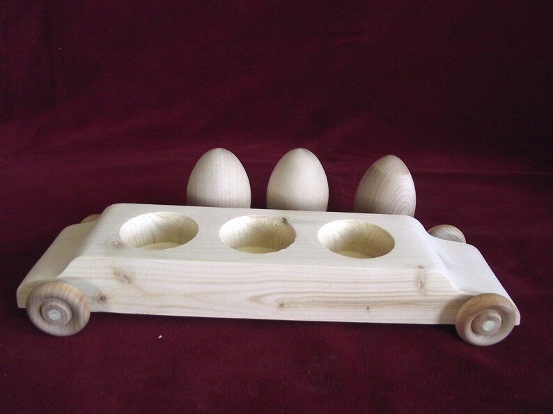 The 3 Egg Limousine: Unfinished Pine Limo With Hardwood Eggs - Etsy