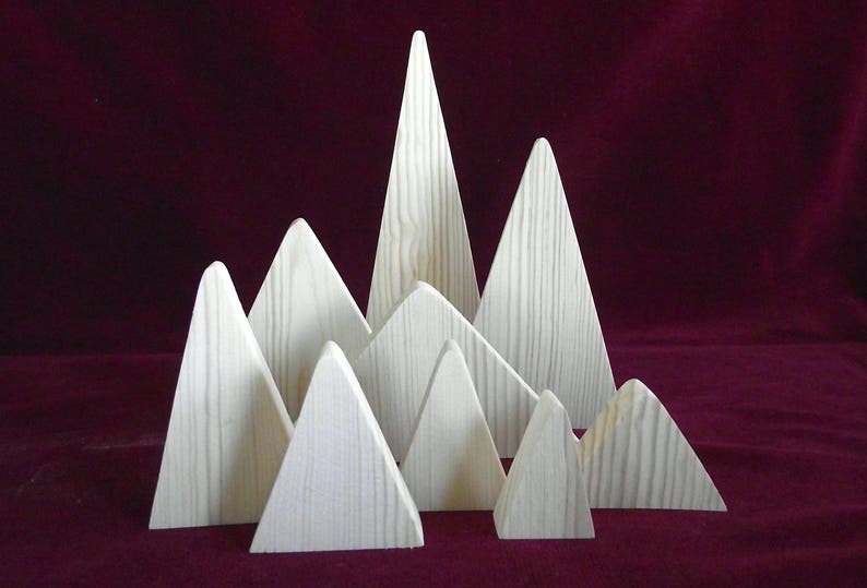 The Triangular Landscape, Mountains or Trees, Unfinished Pine - Etsy