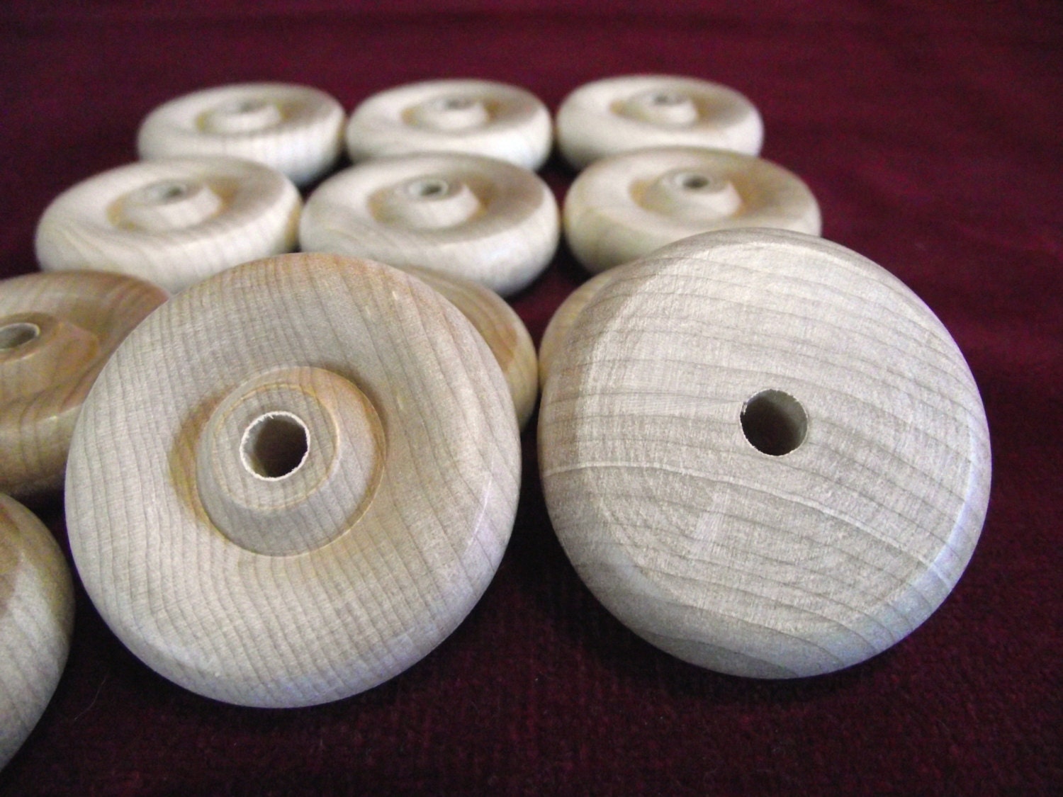 24 Hardwood Wheels 1-3/4 Inch Diameter With 1/4 Hole Unfinished - Etsy