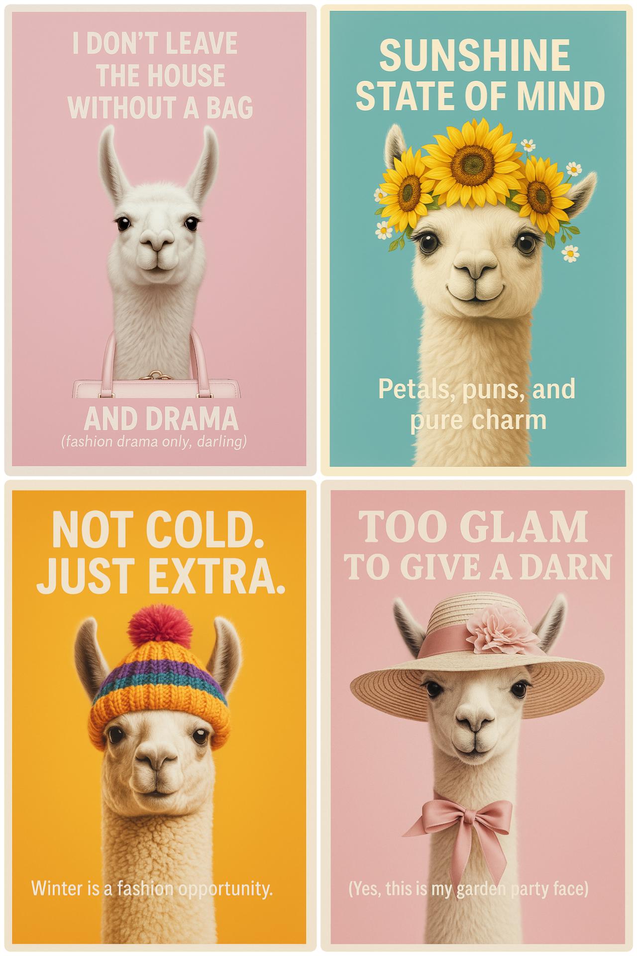 20 Funny Llama Posters - AI Generated Wall Art Printable | Llama Decor ...