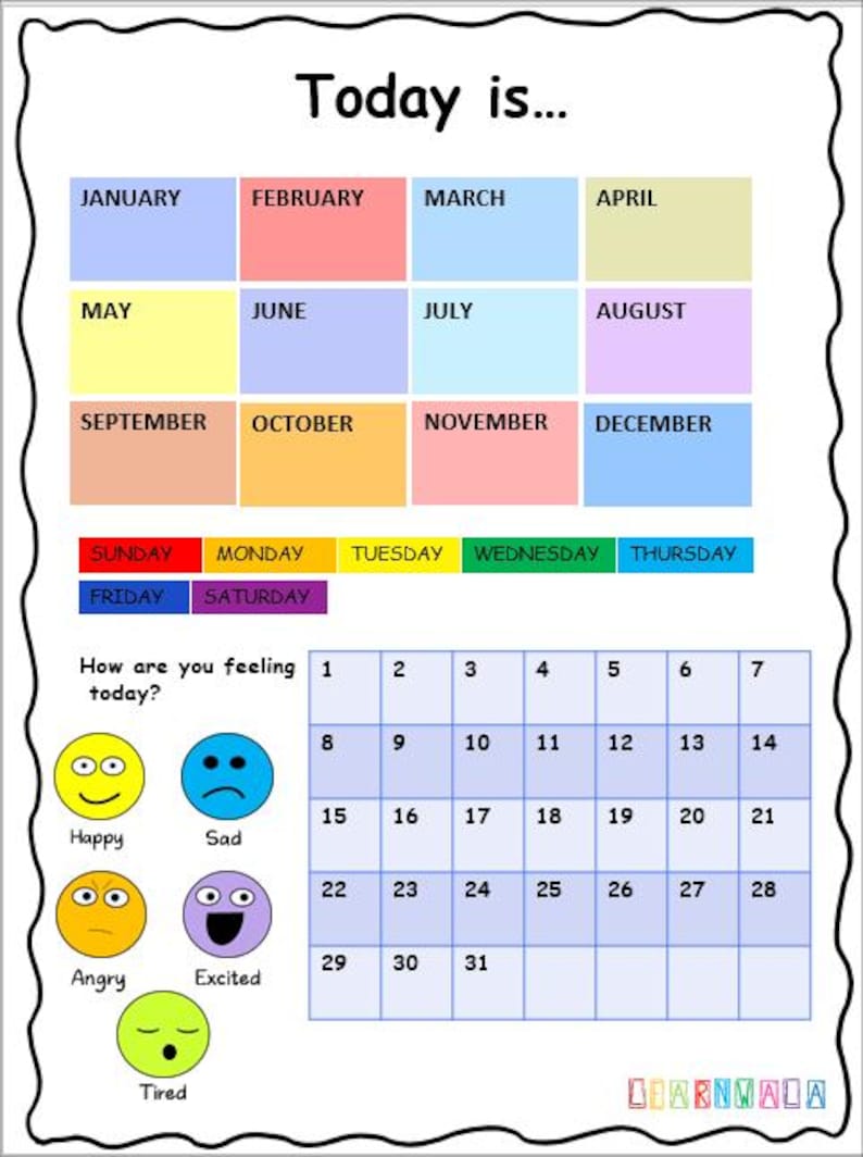 Preschool Daily Calendar Printable, Circle Time Board, Morning Meeting ...