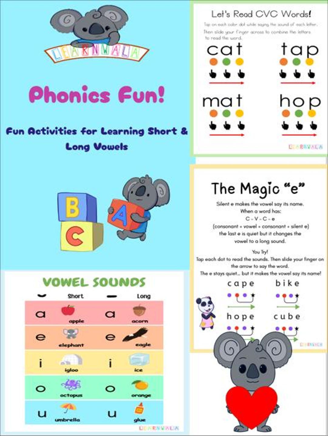 Phonics PDF Short Vowels Long Vowels & Magic E Words CVC and Cvce ...