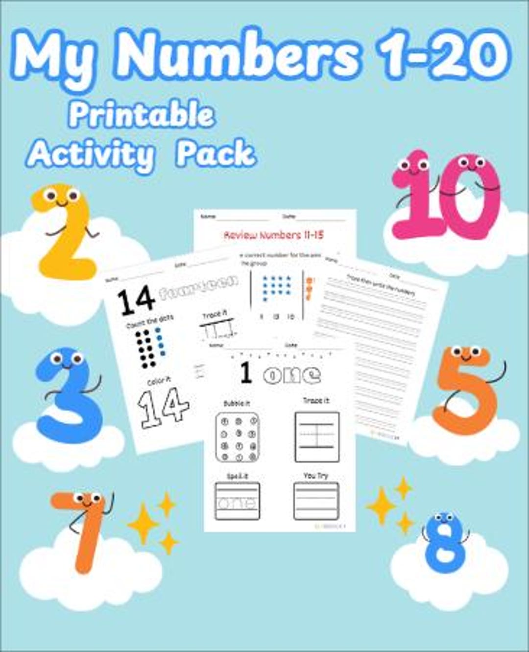 My Numbers 1-20 | A Preschool Math Activity Book - Etsy