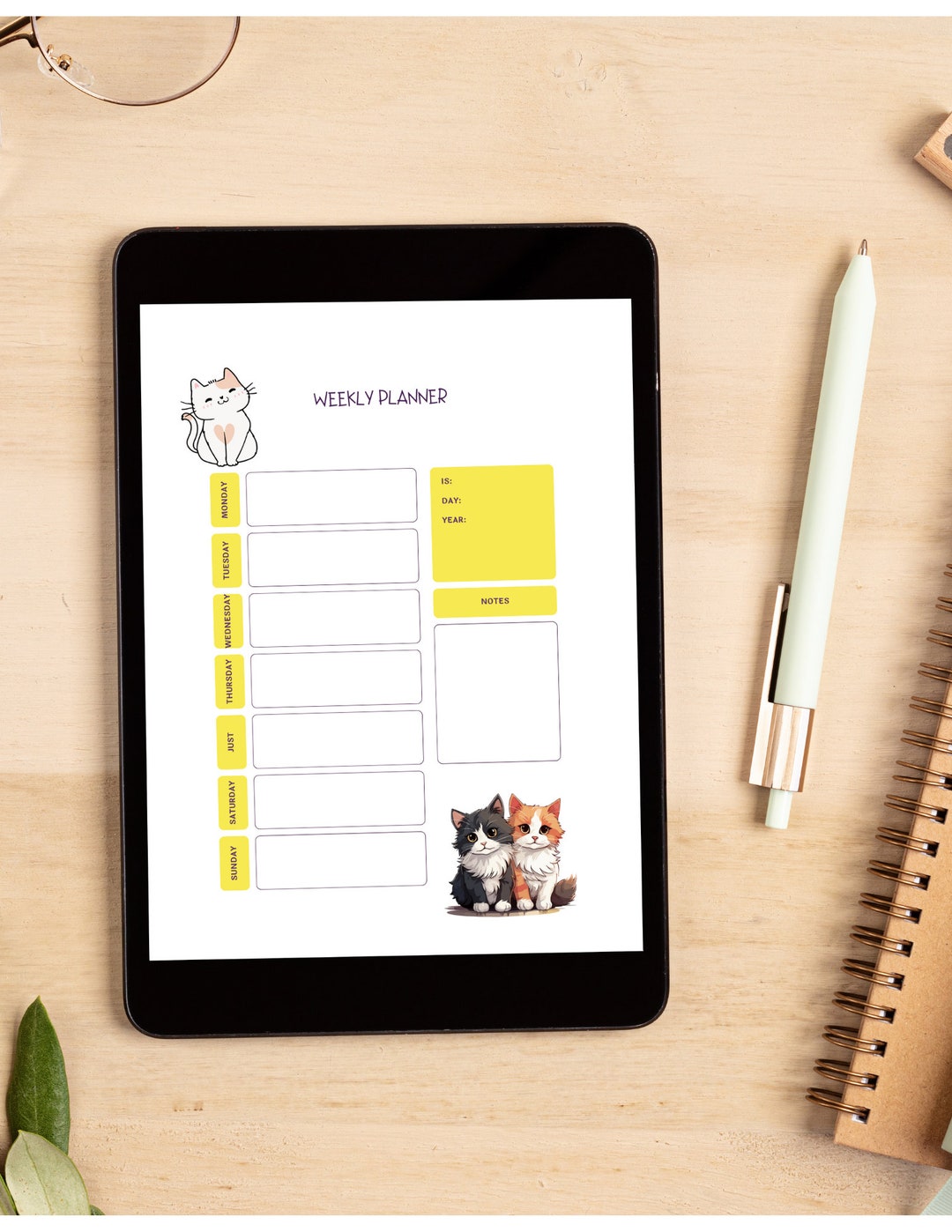 Weekly Planner, Digital Weekly Planner, Printable Weekly Planner,one ...