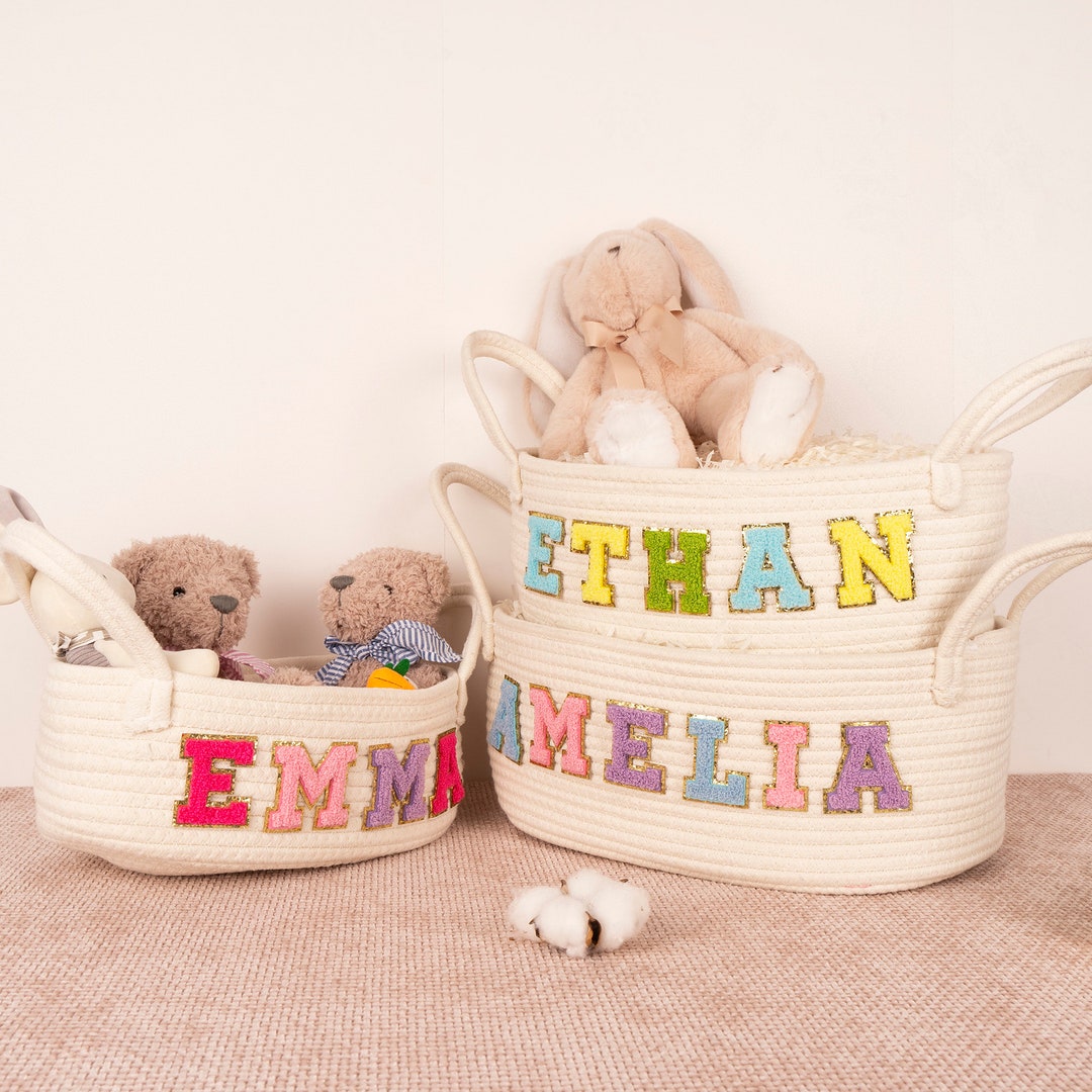 Personalized Cotton Rope Baby Basket: Nursery Toy Organizer - Etsy