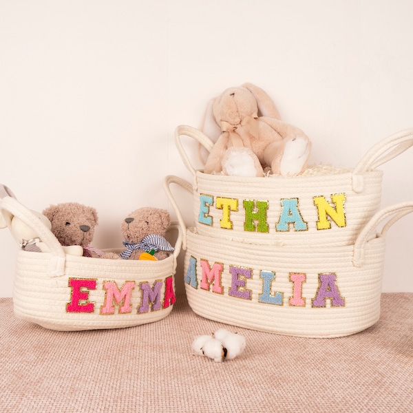 Embroidered Rope Baskets - Etsy