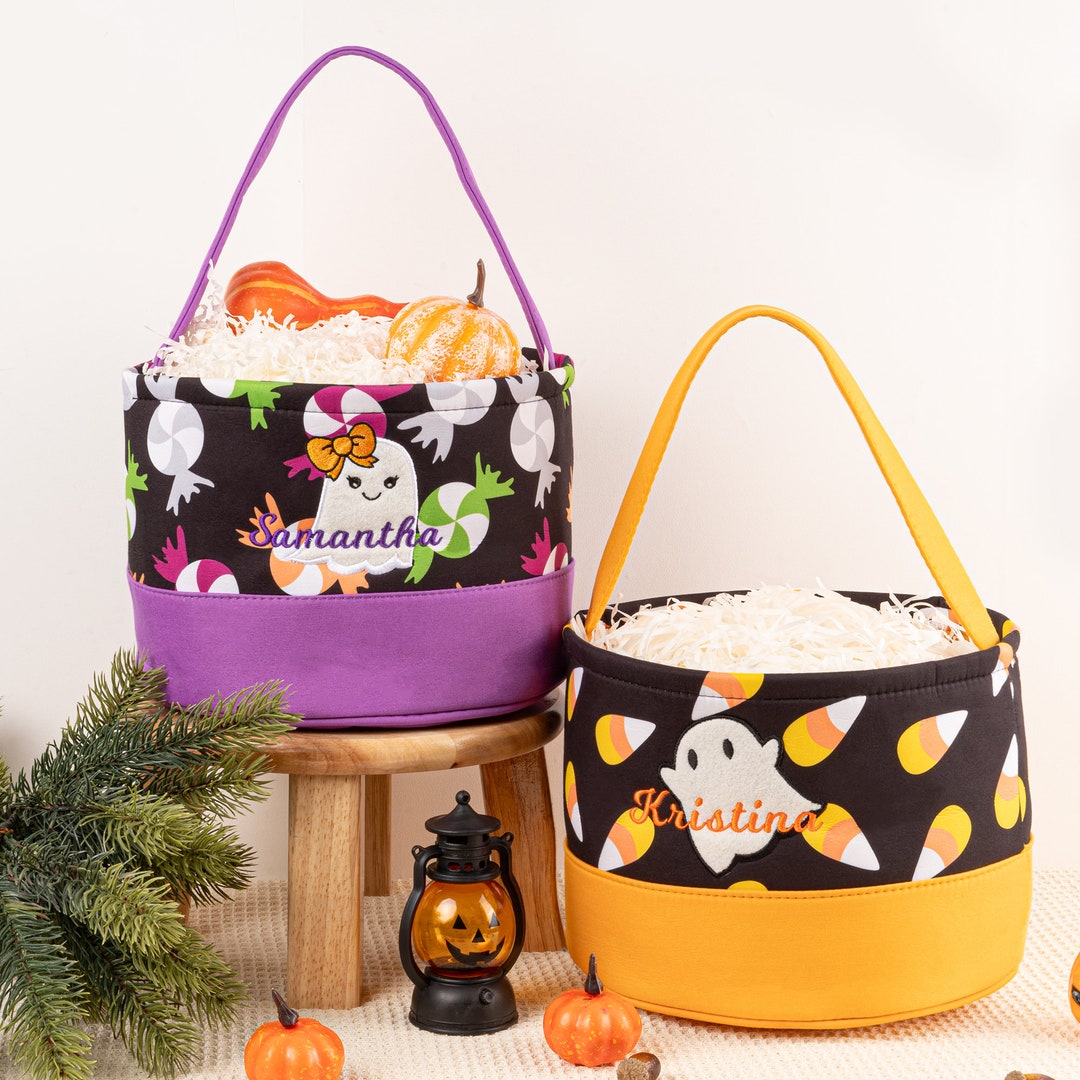 Personalized Halloween Basket – Monogrammed Trick-or-treat Bucket With ...