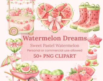 Watercolor Watermelon Clipart Bundle – Summer Fruit Graphics (digital ...