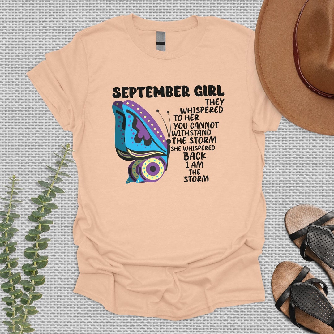September Girl Birthday T-shirt, September Butterfly Shirt, Birthday ...