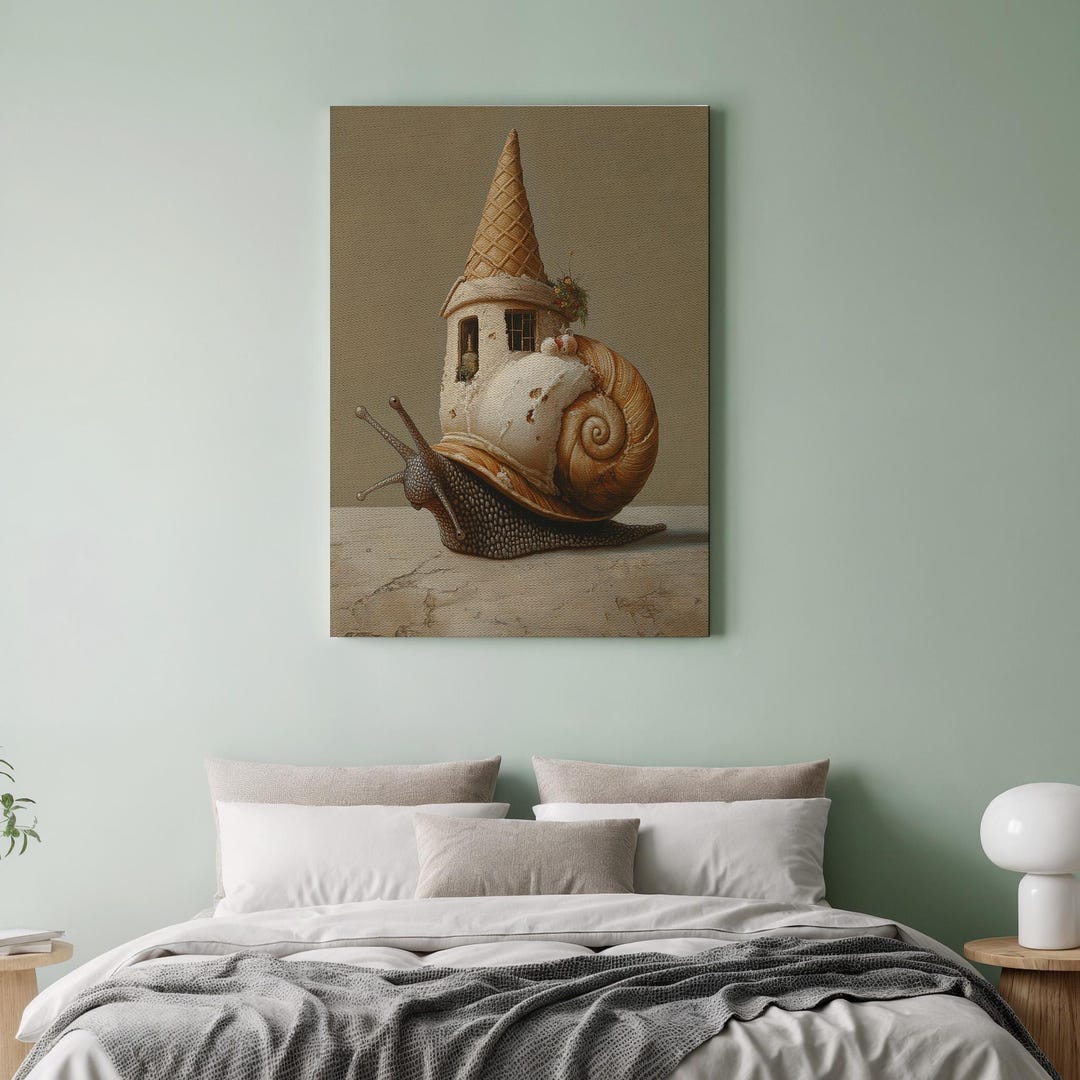 Snail With Ice Cream Cone House, Whimsical Animal Home Wall Art Print ...