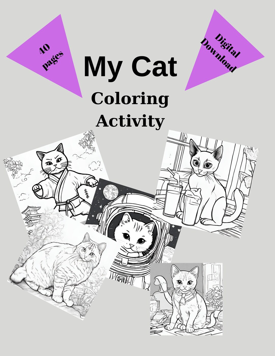 My Cat Coloring Activity, Cute Cat Drawings, Kids Cat Coloring, Kids ...