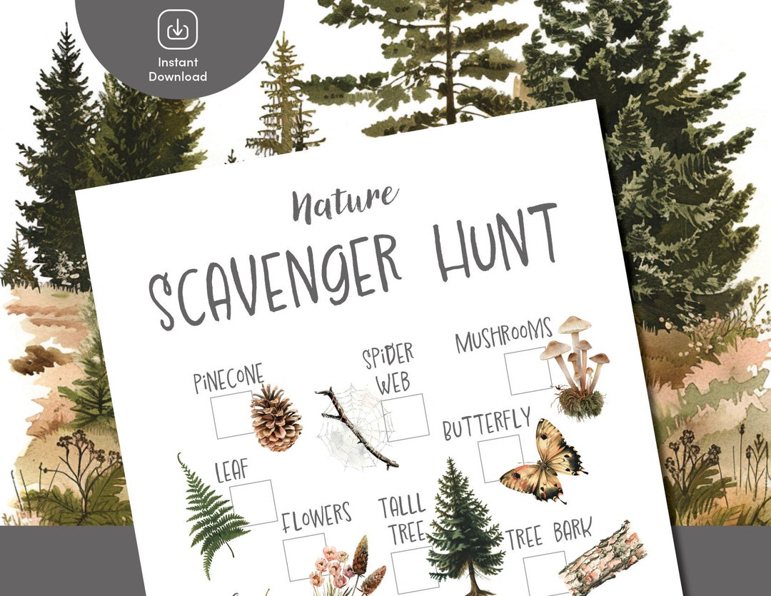 Nature & Camping Scavenger Hunt for Kids | Printable Outdoor Trail ...
