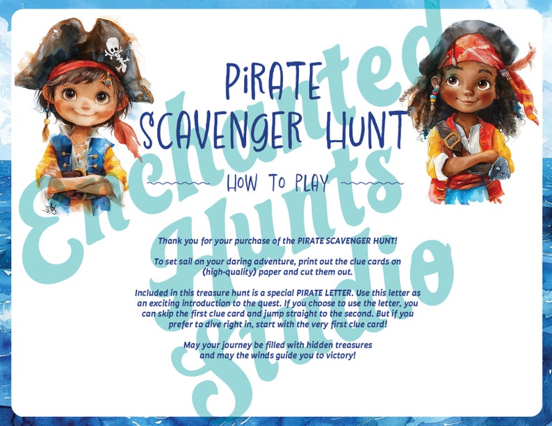 Pirate Scavenger Hunt, Indoor Treasure Hunt, Printable Kids Scavenger ...