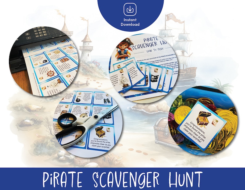 Pirate Scavenger Hunt, Indoor Treasure Hunt, Printable Kids Scavenger ...
