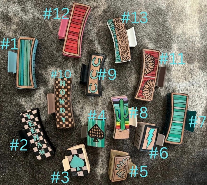 Custom Hand Tooled Claw Clips **see Description - Etsy