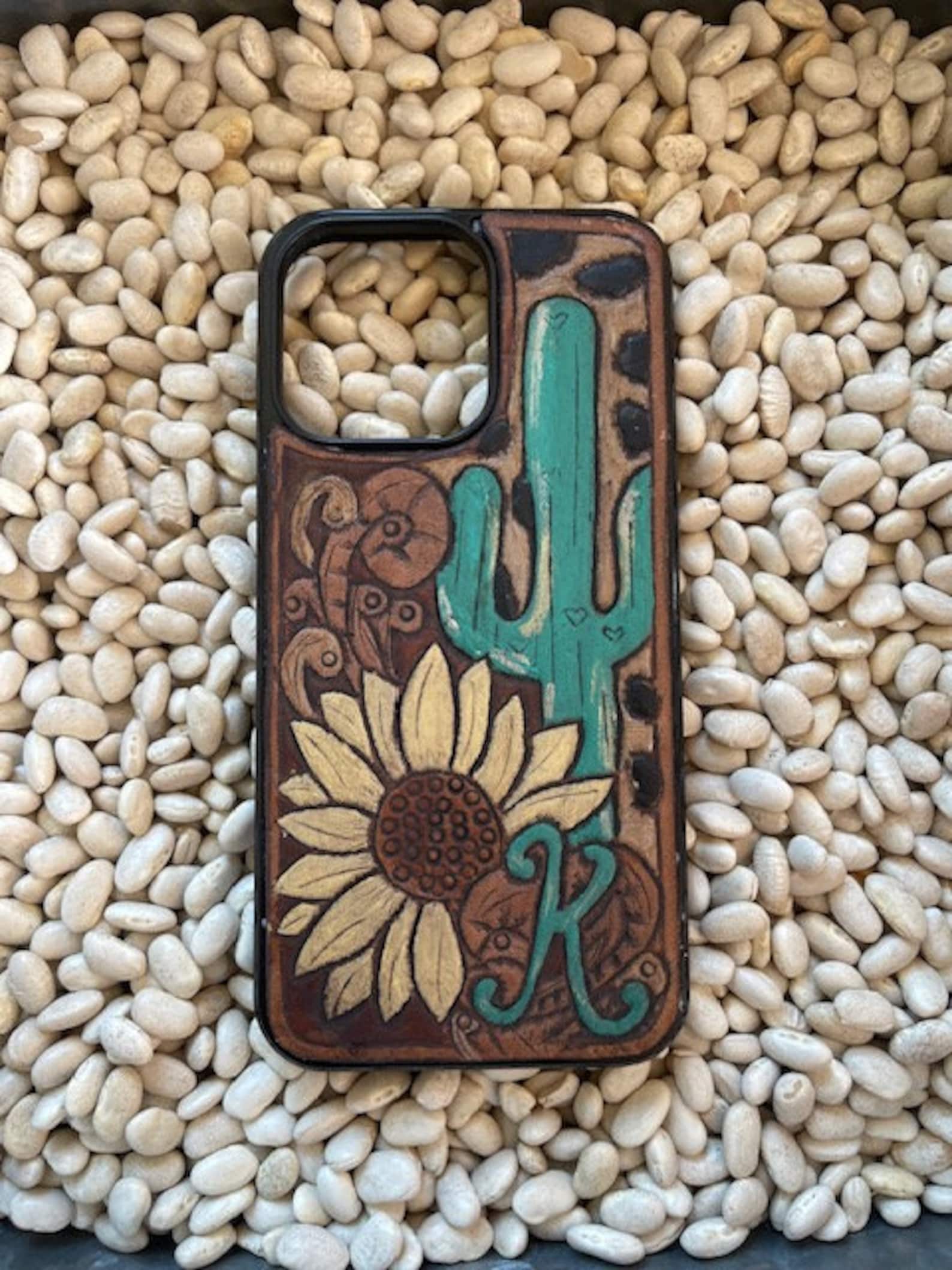 Western Tooled Leather Phone Case - Etsy