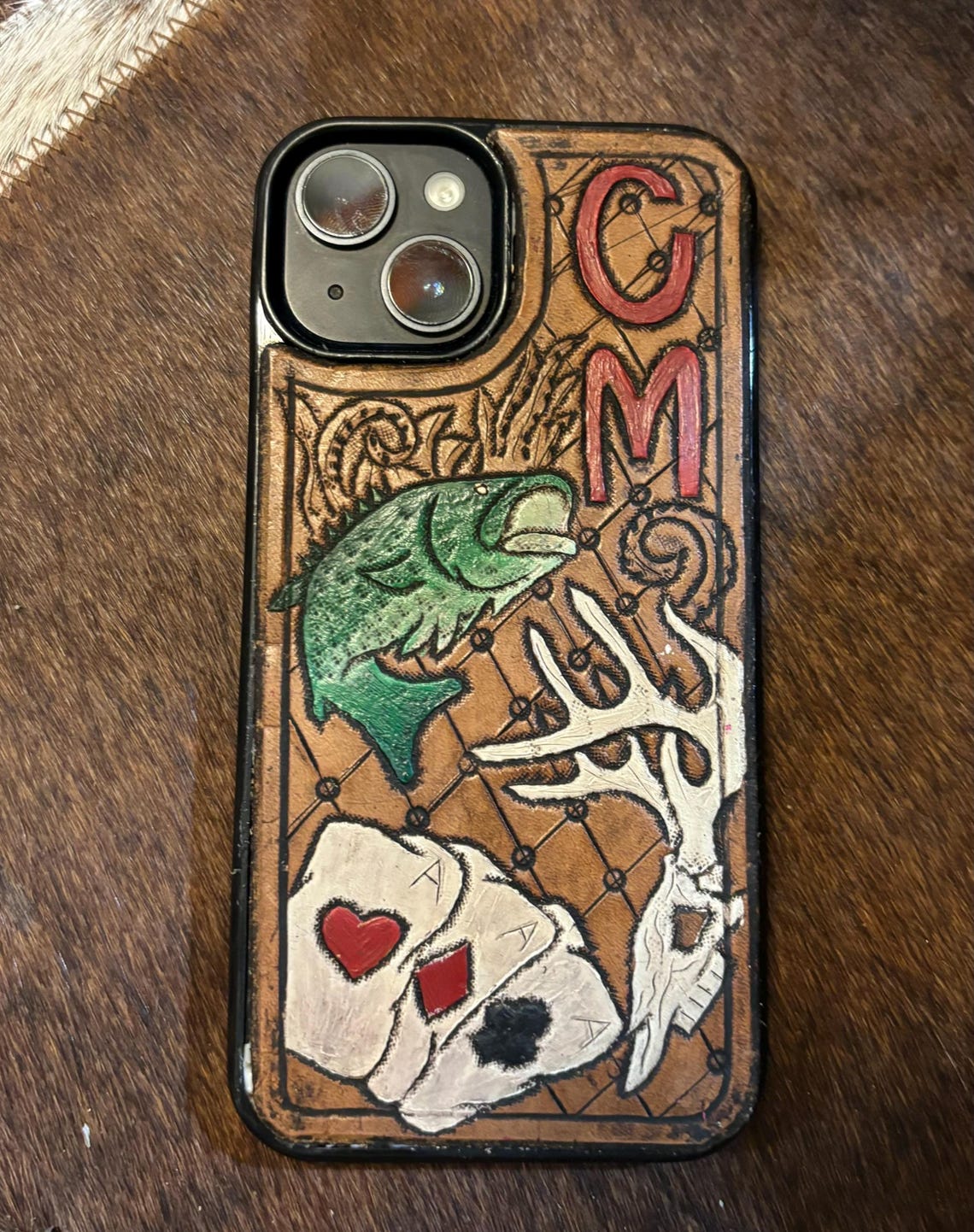 Western Hand Tooled Leather Phone Case - Etsy