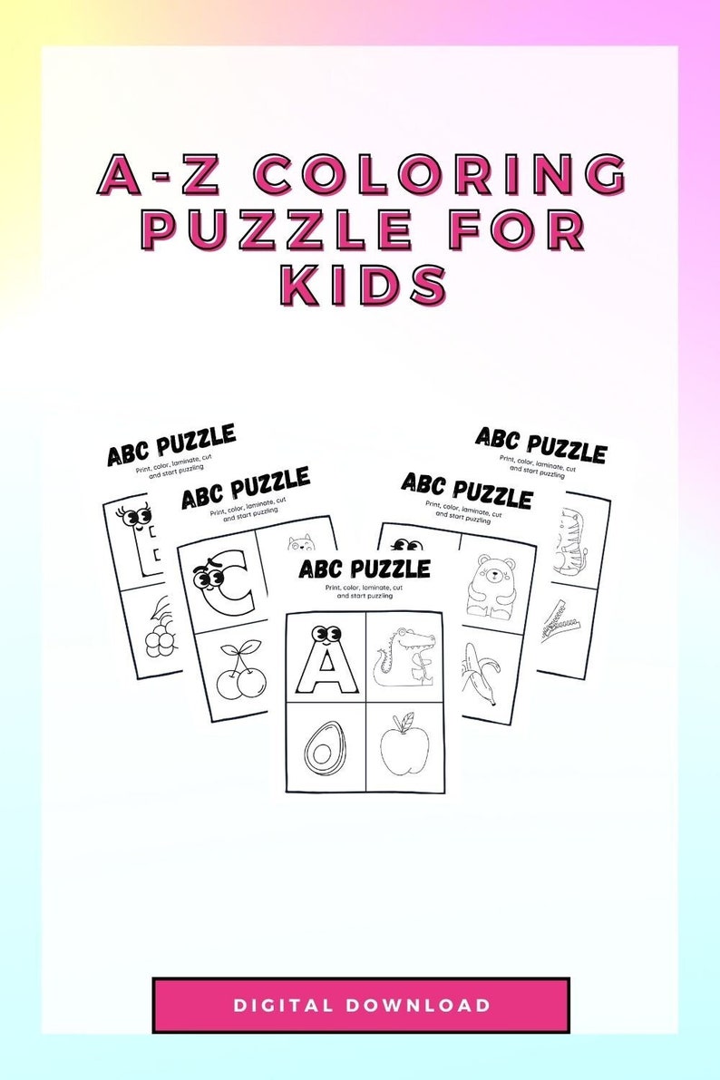 Kids Ultimate Alphabet Puzzle Canva Template, A-Z Worksheets, Great for ...