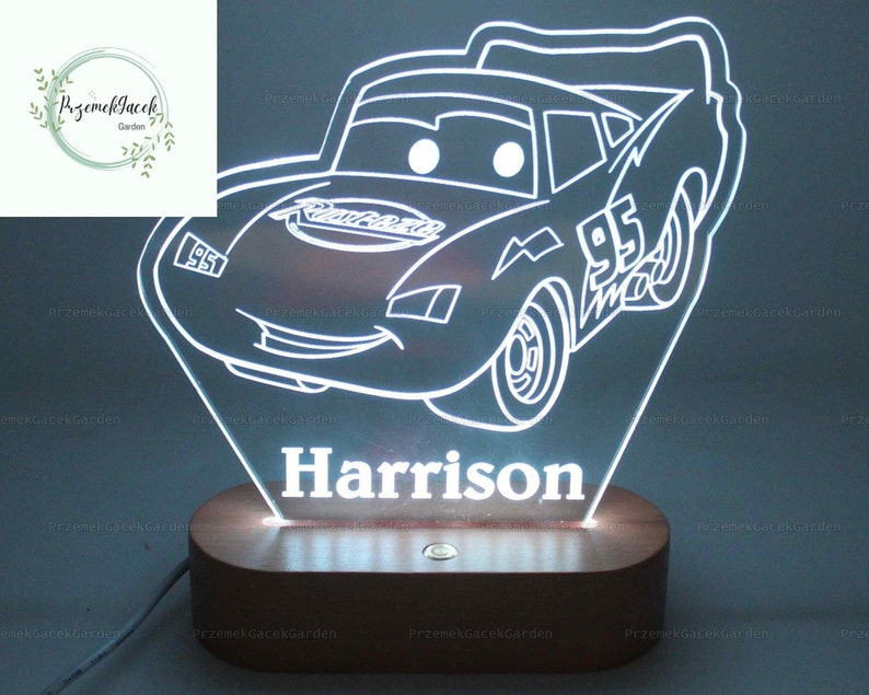 Personalized Lightning Mcqueen Night Light, Custom Name Nursery Night ...