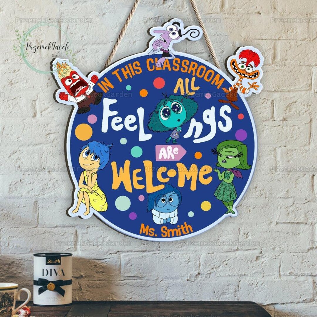 Personalized Inside Out Classroom Wooden Sign, Disney Inside Out 2 ...
