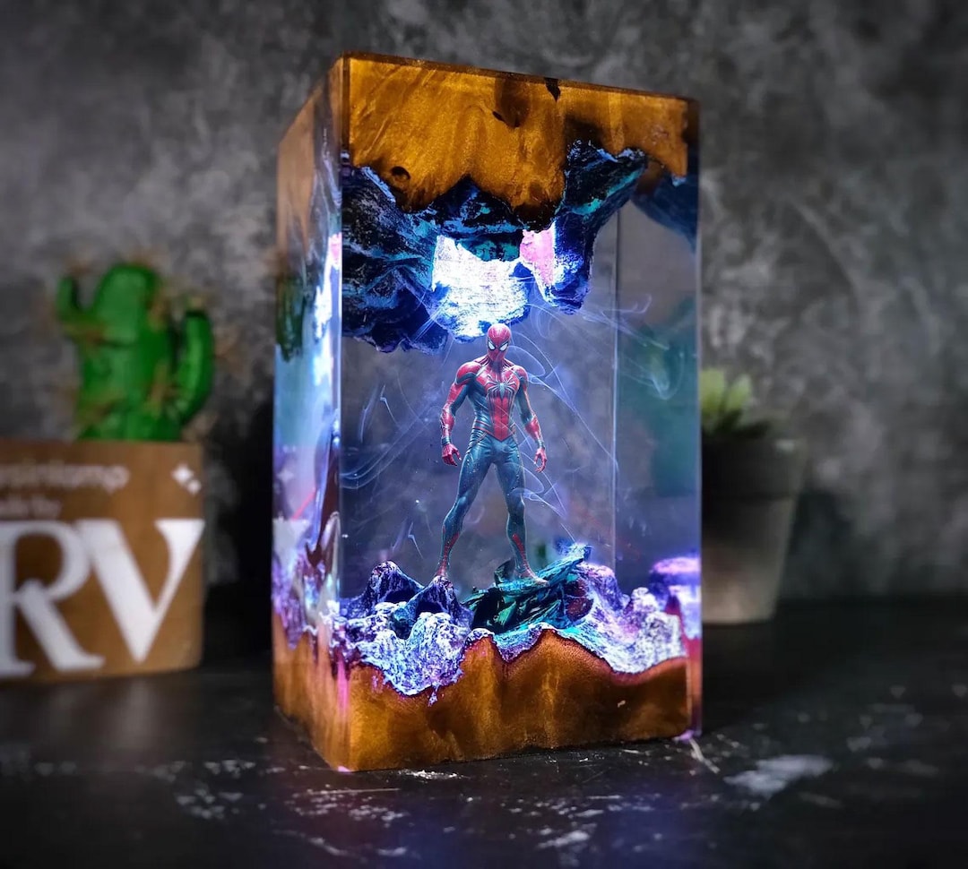 Super Hero Lamp, Resin Night Light, Spider Man Decor, Personalized Gift ...