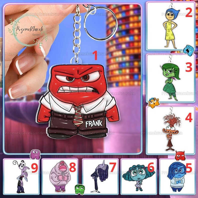 Custom Inside Our Characters Acrylic Keychain, Disney Inside Out ...