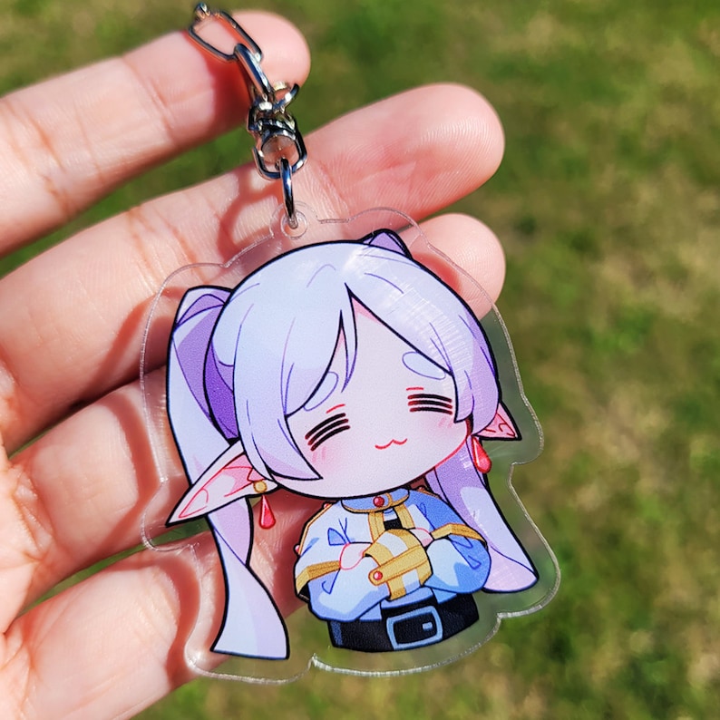 Frieren Anime Acrylic Keychains, Cute Chibi Anime Keychain, Double ...
