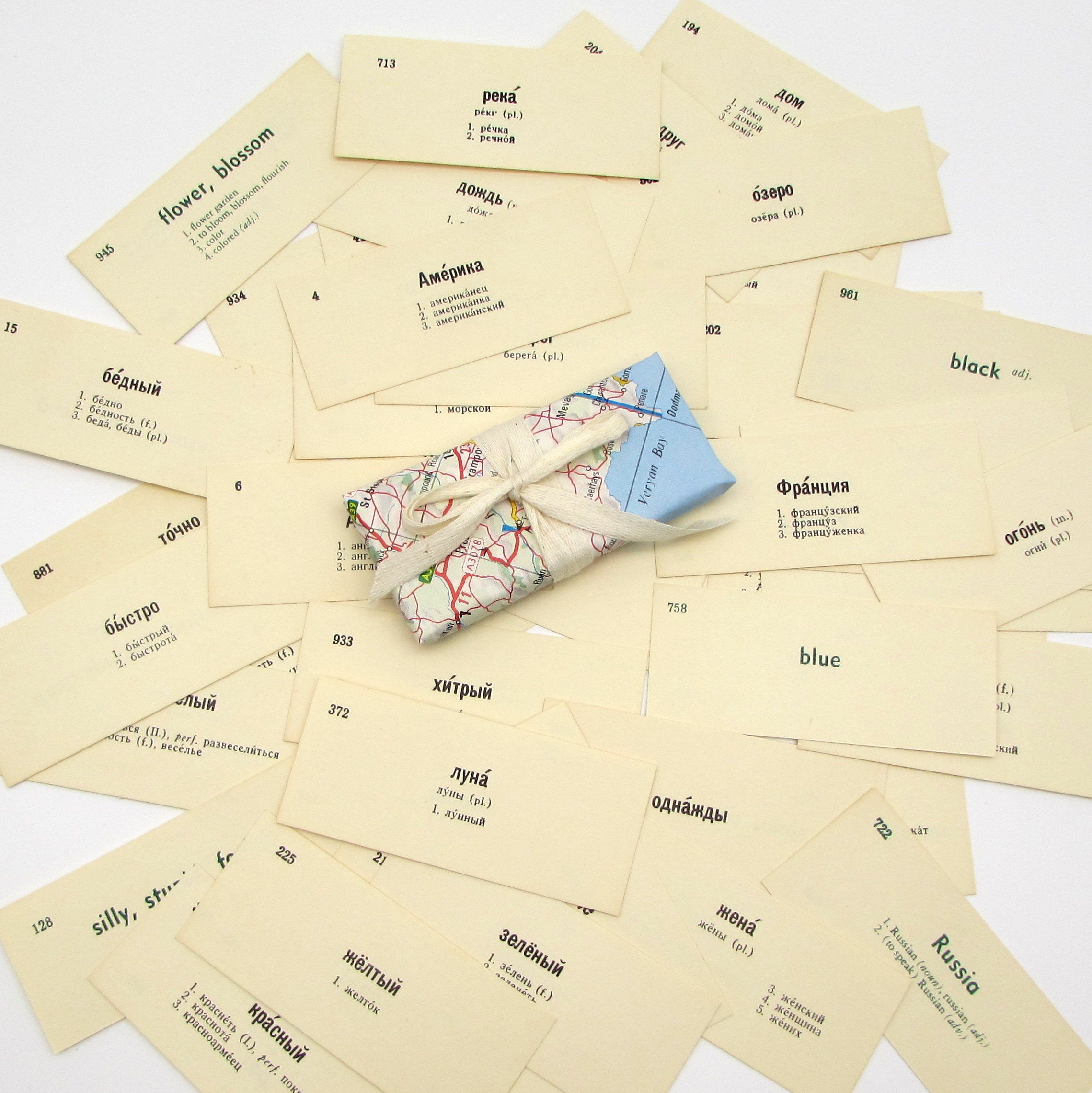 50 RUSSIAN Vocabulary Flashcards - Vintage School Ephemera - Classroom ...