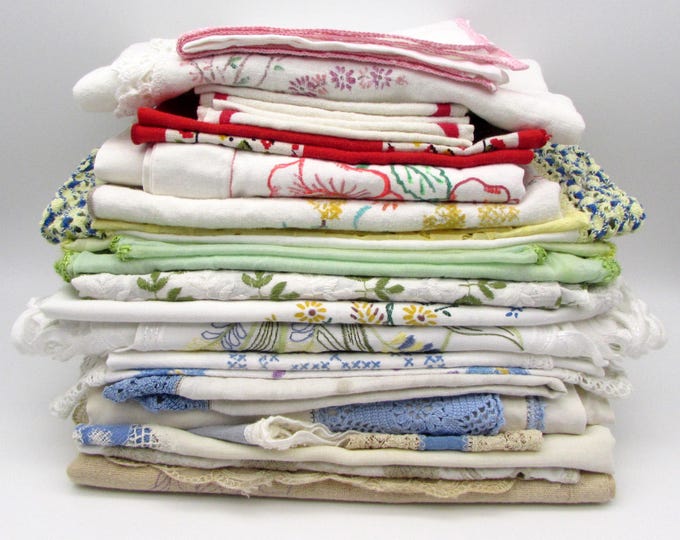 31 Large Vintage Linens Grab Bag - Doilies - Napkins - Embroidery ...