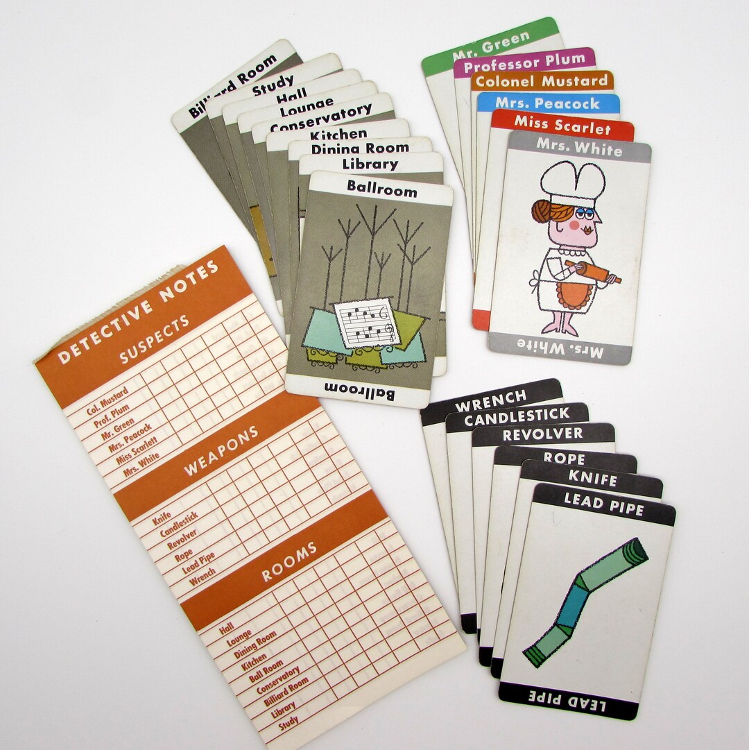 Vintage Clue Cards Clue Score Pad Board Game Ephemera Authentic Clue ...