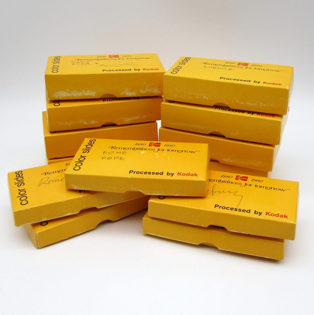 13 Cardboard 35mm Photo Slide Boxes - Kodak - Empty Hinge Lid Boxes ...