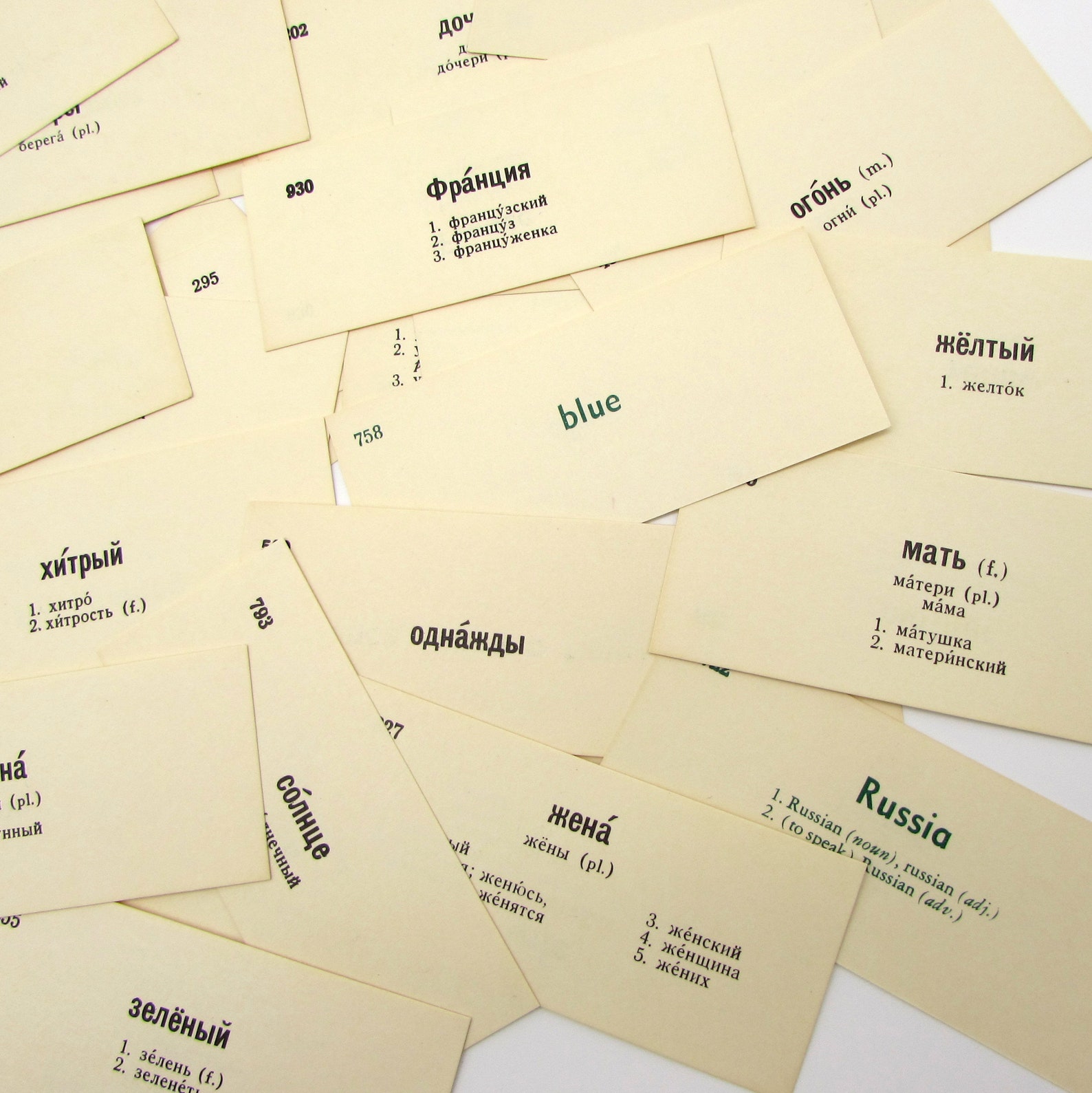 50 RUSSIAN Vocabulary Flashcards Vintage School Ephemera | Etsy