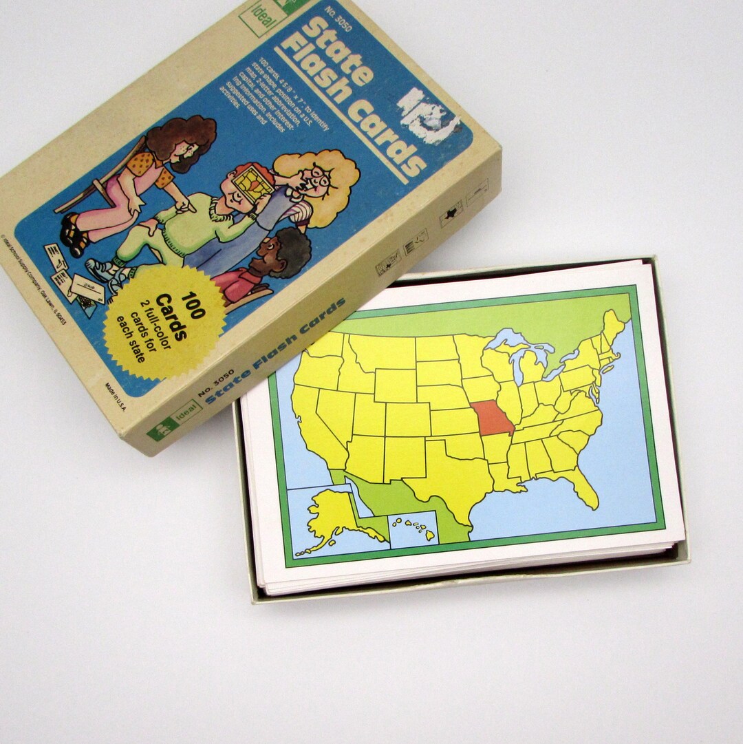 Vintage State Flash Cards USA Educational Classroom Ephemera - Etsy