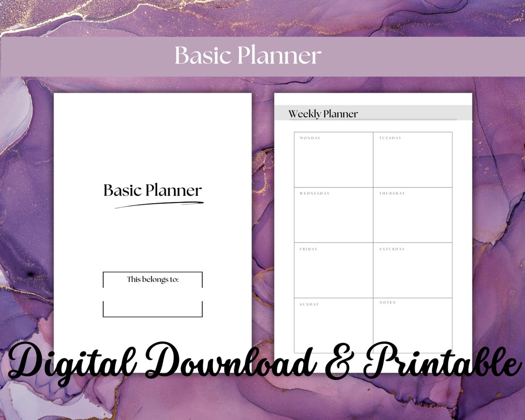 Digital & Printable Basic Planner - Etsy