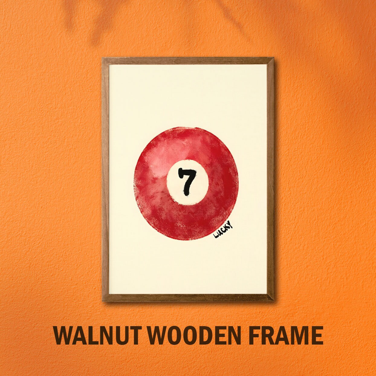 Lucky 7 Ball Poster, Pool Ball Print, Vintage Hand-drawn Wall Art ...