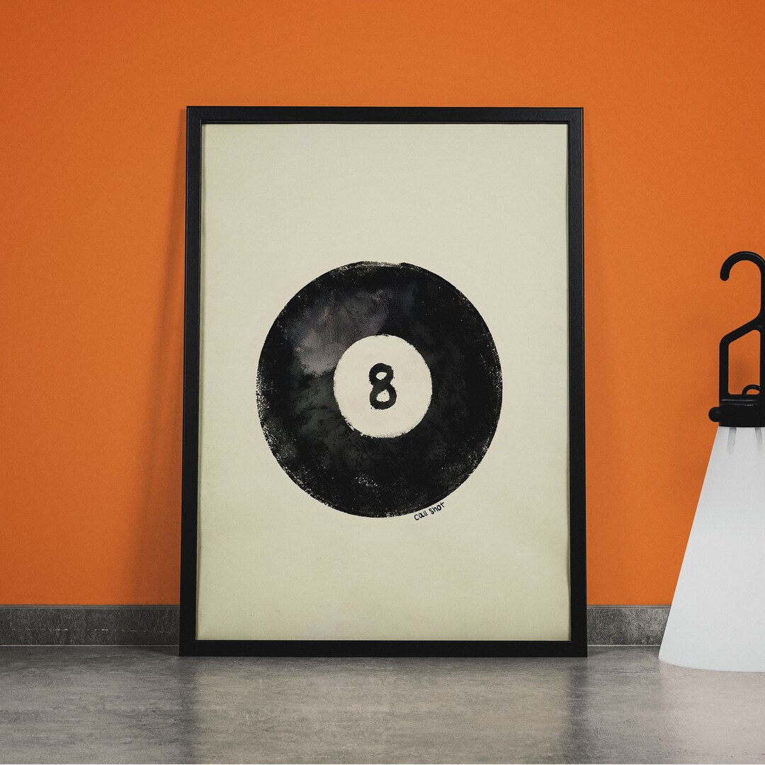 8 Pool Ball Print, Pool Table Print, Vintage Hand-drawn Wall Art ...