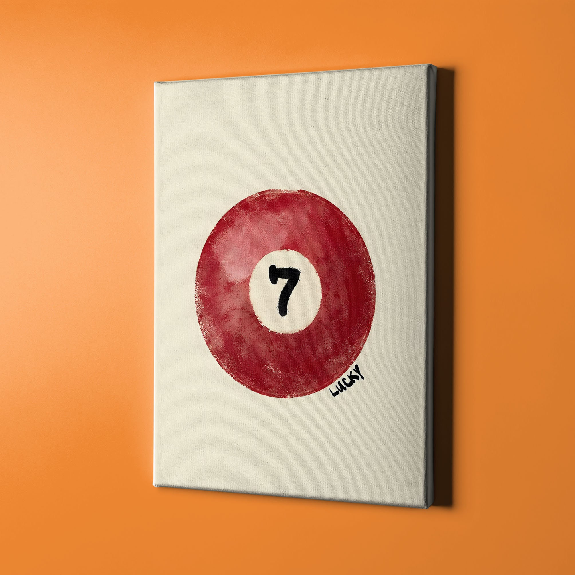 Lucky 7 Ball Poster, Pool Ball Print, Vintage Hand-drawn Wall Art ...