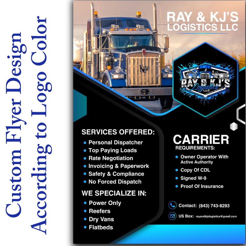 Custom Flyer Design, Trucking Flyer Towing Flyer, Logistics Flyer ...