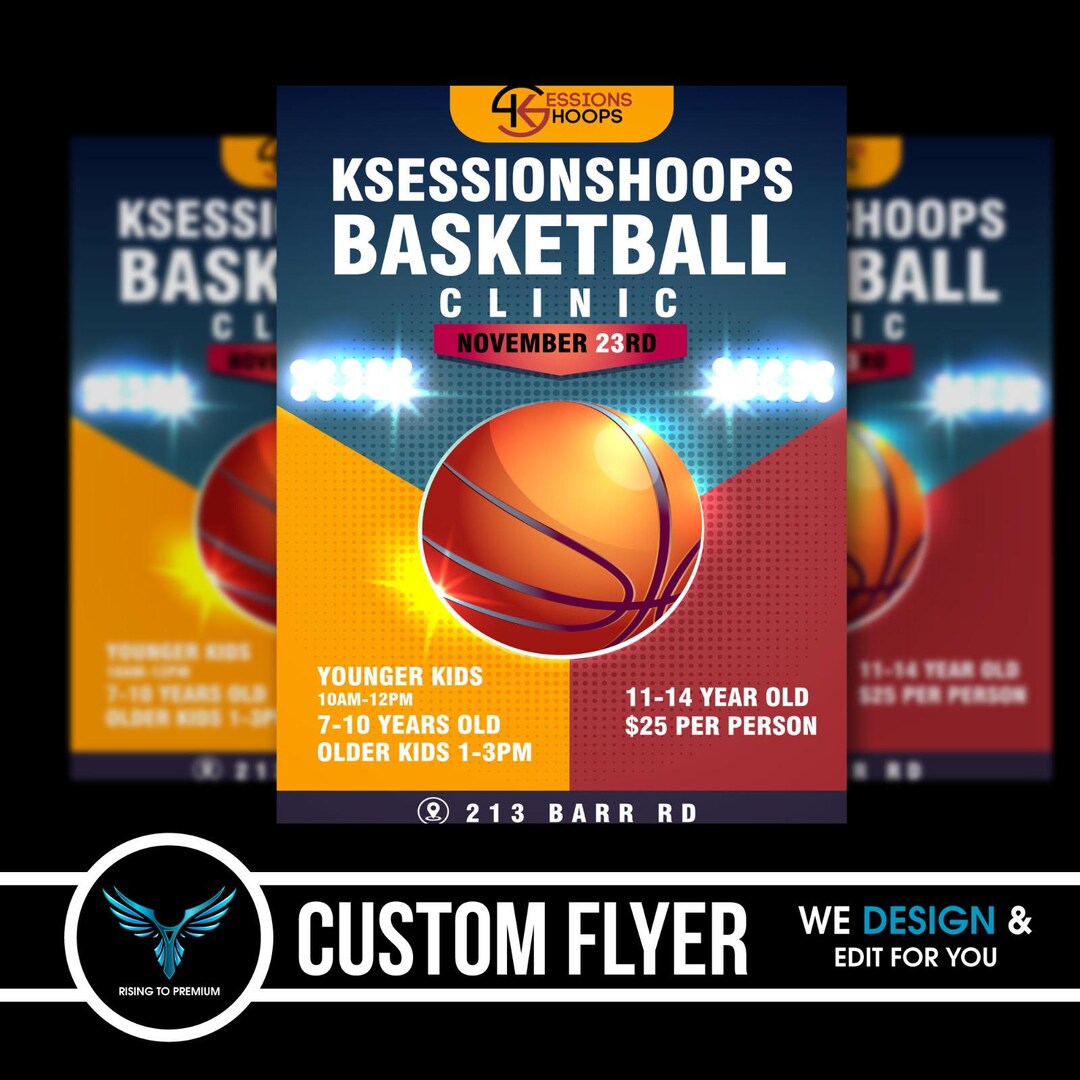 Custom Basketball Flyer Design Basketball Poster Sport Flyer Basketball ...