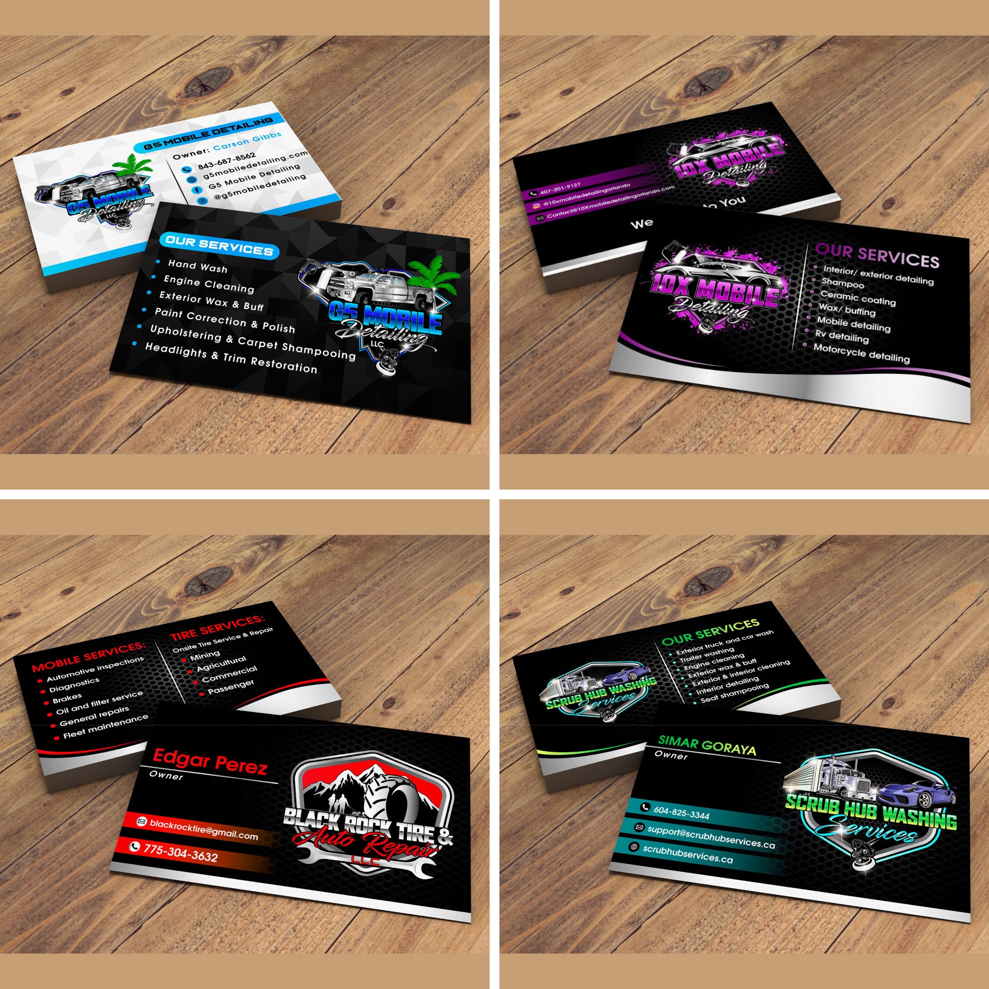 Custom Business Card Design Auto Detailing Logo Automotive Logo ...